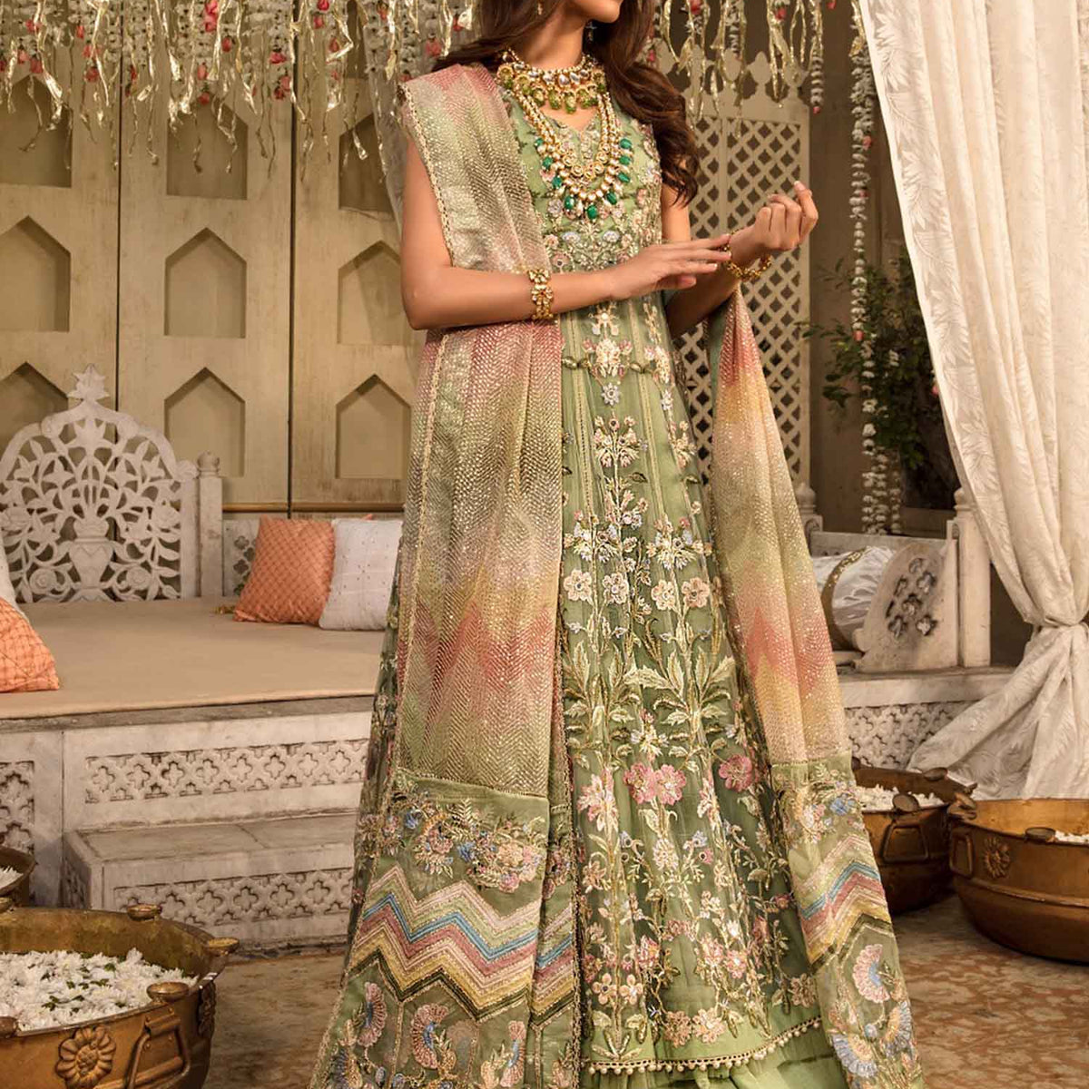 CRIMSON MINT GREEN SEMI STITCH MAXI – Shaebiz Collection